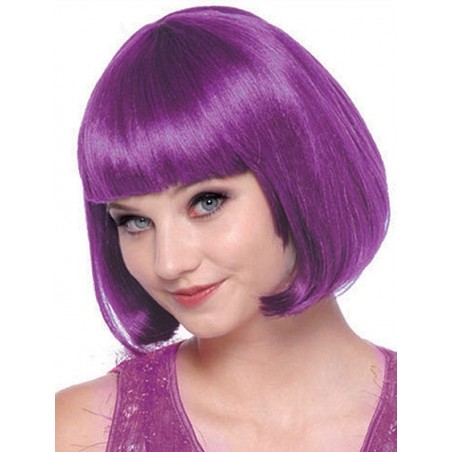 Peruca Roxa Cabelo Liso e Curto Chanel Halloween Carnaval